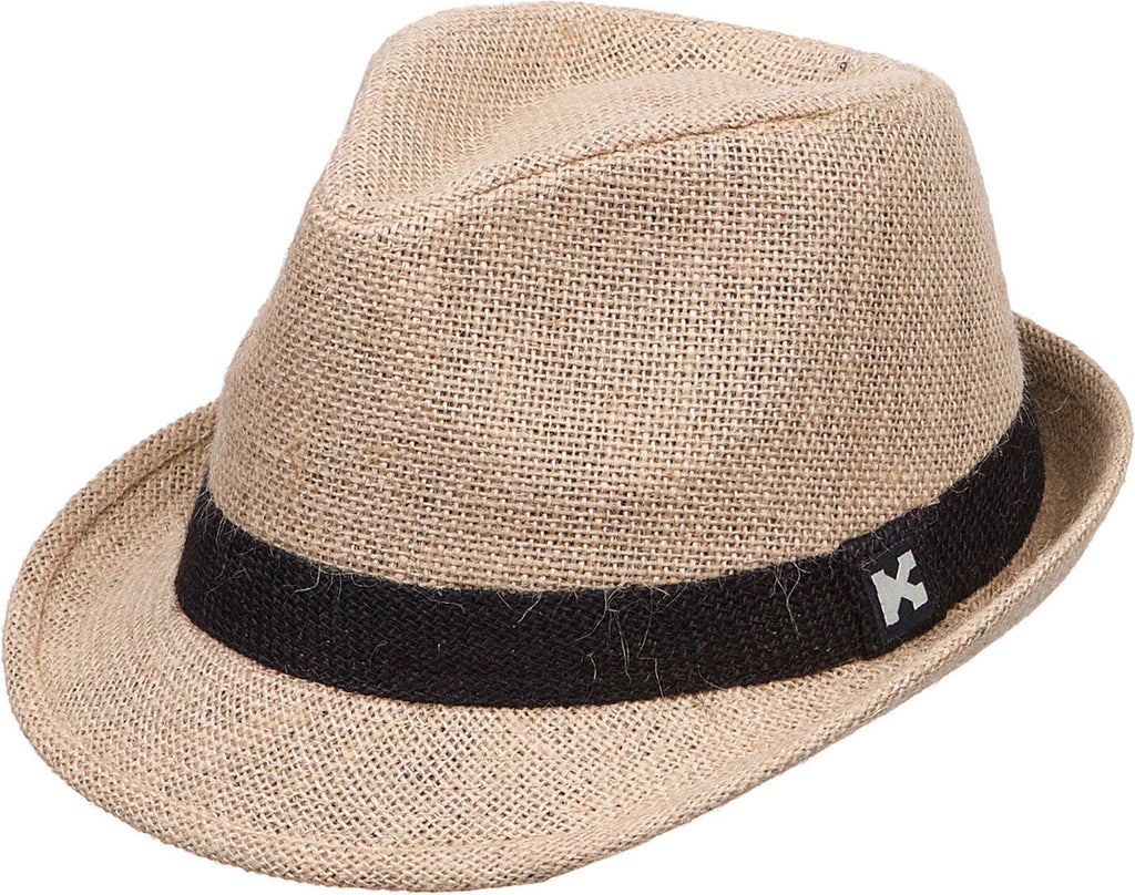 Mycubanstore item:JH70A Natural Color jute fedora hat with black band